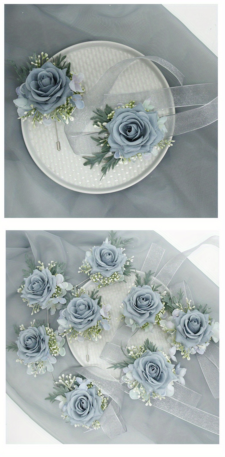 Rose Wedding Wrist Corsage Boutonniere Set Bride Bridesmaid - Temu