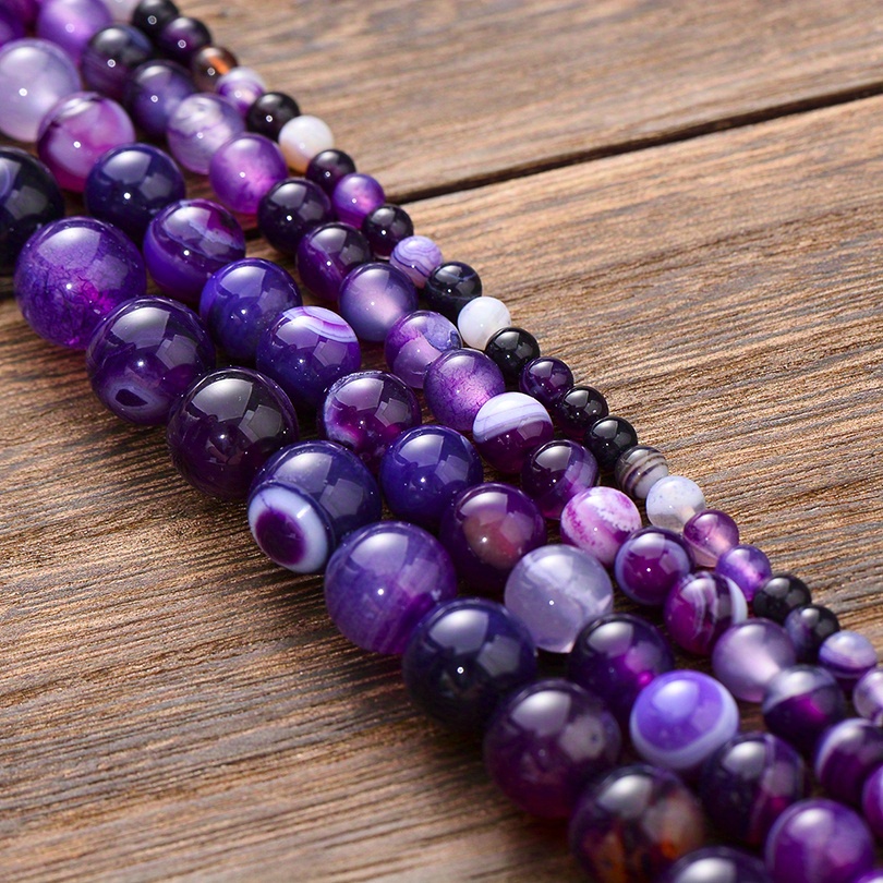 Natural Stone Beads Purple Lace Agates Loose Spacer Beads - Temu Canada