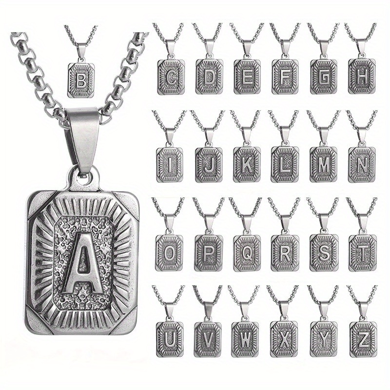 Silver Color Alphabet English Initial Letter A z Cuban Chain - Temu ...