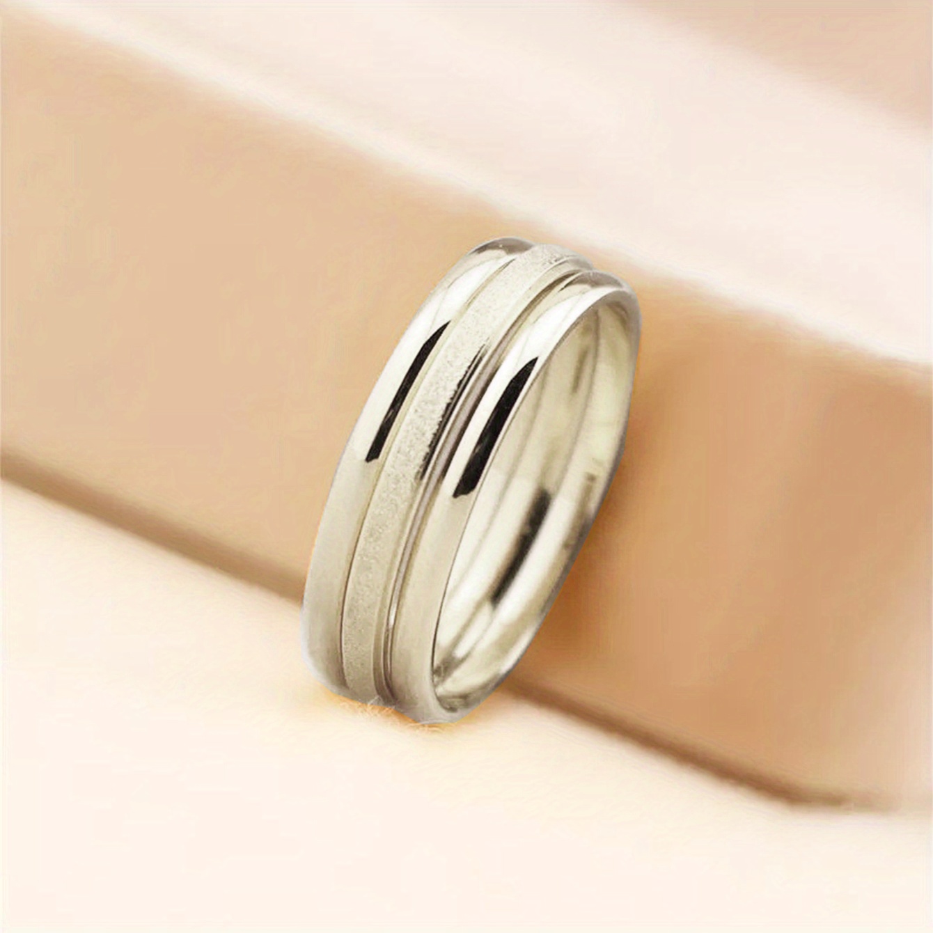 Stainless Steel Ring Men's Plain Circle Ring Glossy Ring - Temu United ...