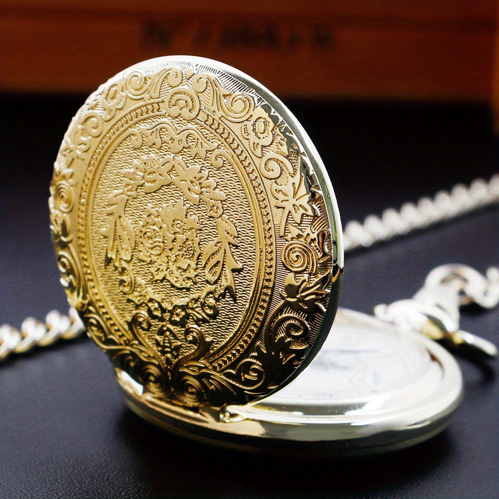 Classical Carved L48 Clamshell Pocket Watch Retro Necklace - Temu Kuwait