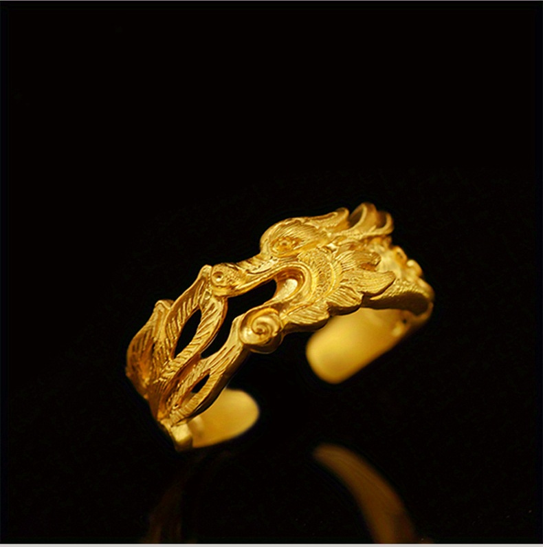 Trendy Copper Dragon shaped Lucky Ring - Temu