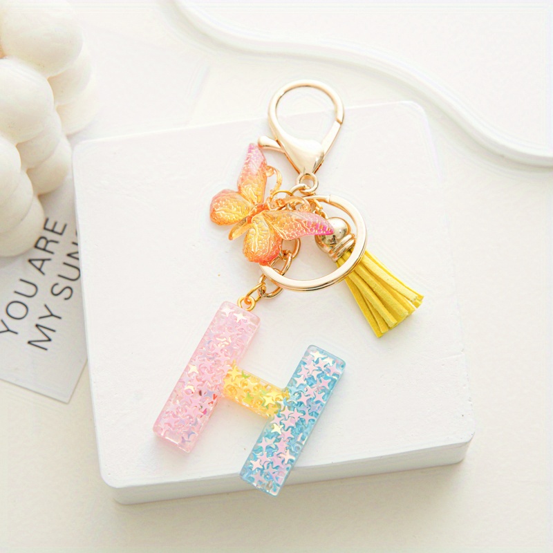 Alphabet Initial Letter Keychain Glitter Resin Key Chain - Temu Canada
