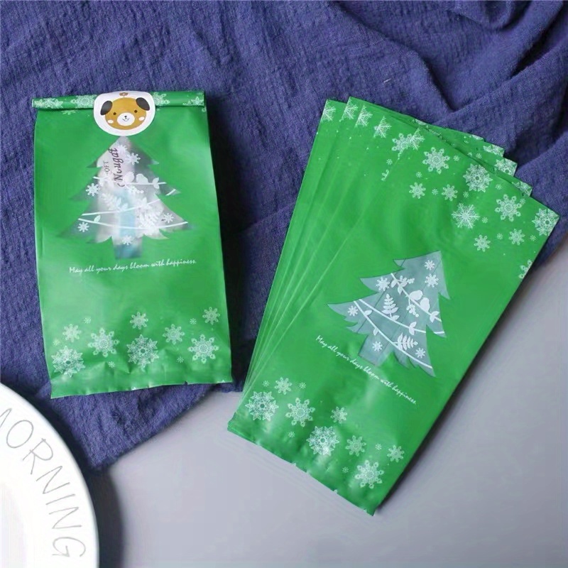 Red Green Christmas Tree Flat Mouth Biscuit Packaging Bags - Temu