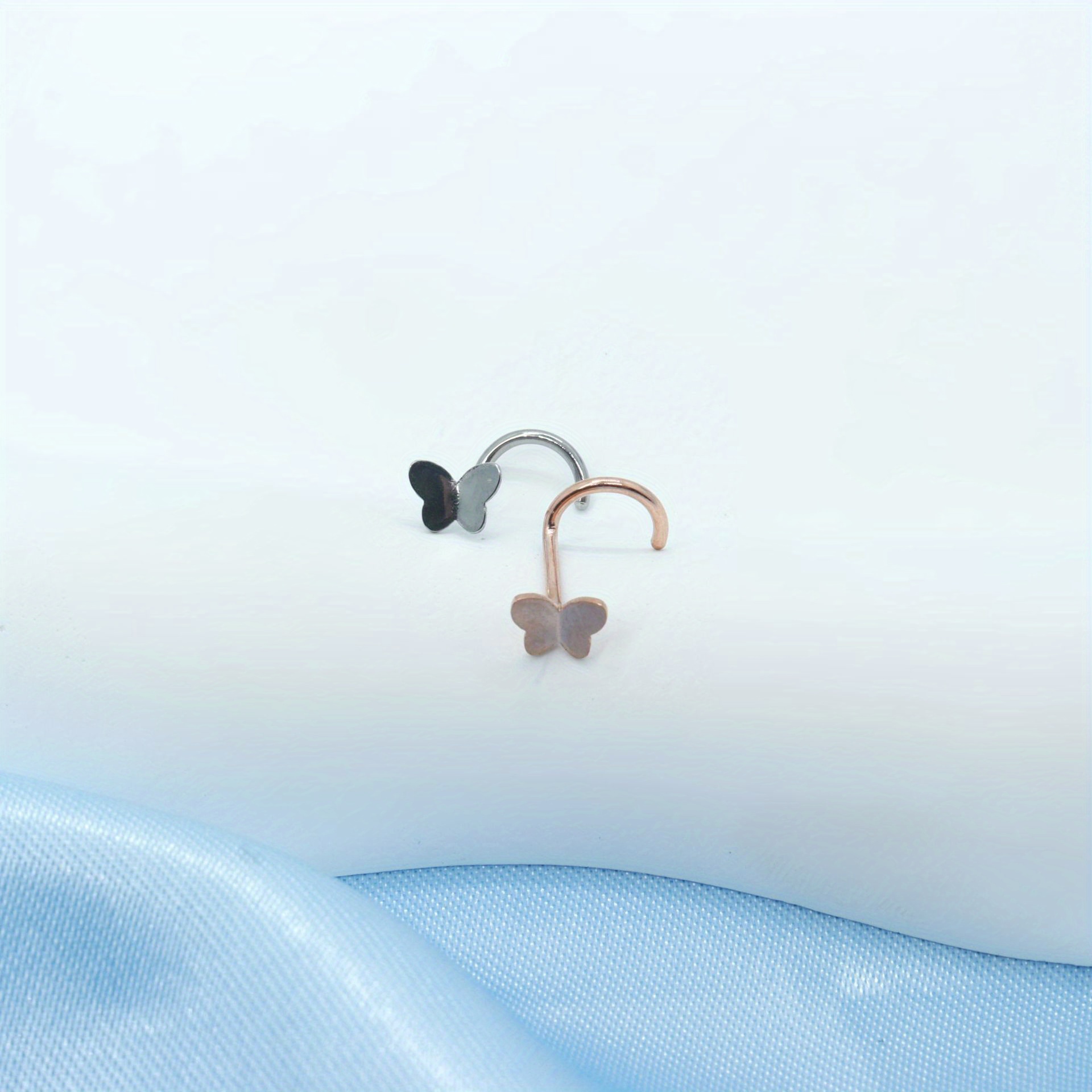 Mini Butterfly Curved Rod Nose Stud Ring Lovely Nose - Temu Canada