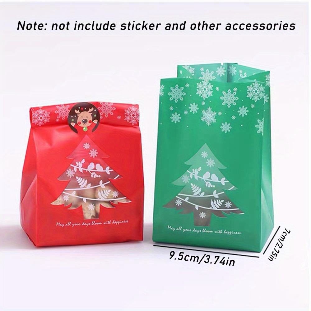Red Green Christmas Tree Flat Mouth Biscuit Packaging Bags - Temu