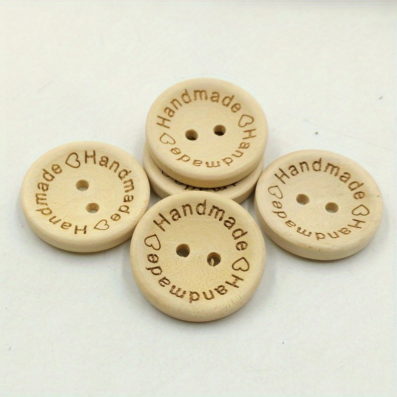 100pcs 15 20 25mm round buttons laser carved handmade love wooden ...