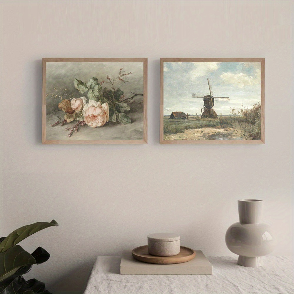 French Country Landscape Oil Painting Windmill Wall Pictures - Temu ...