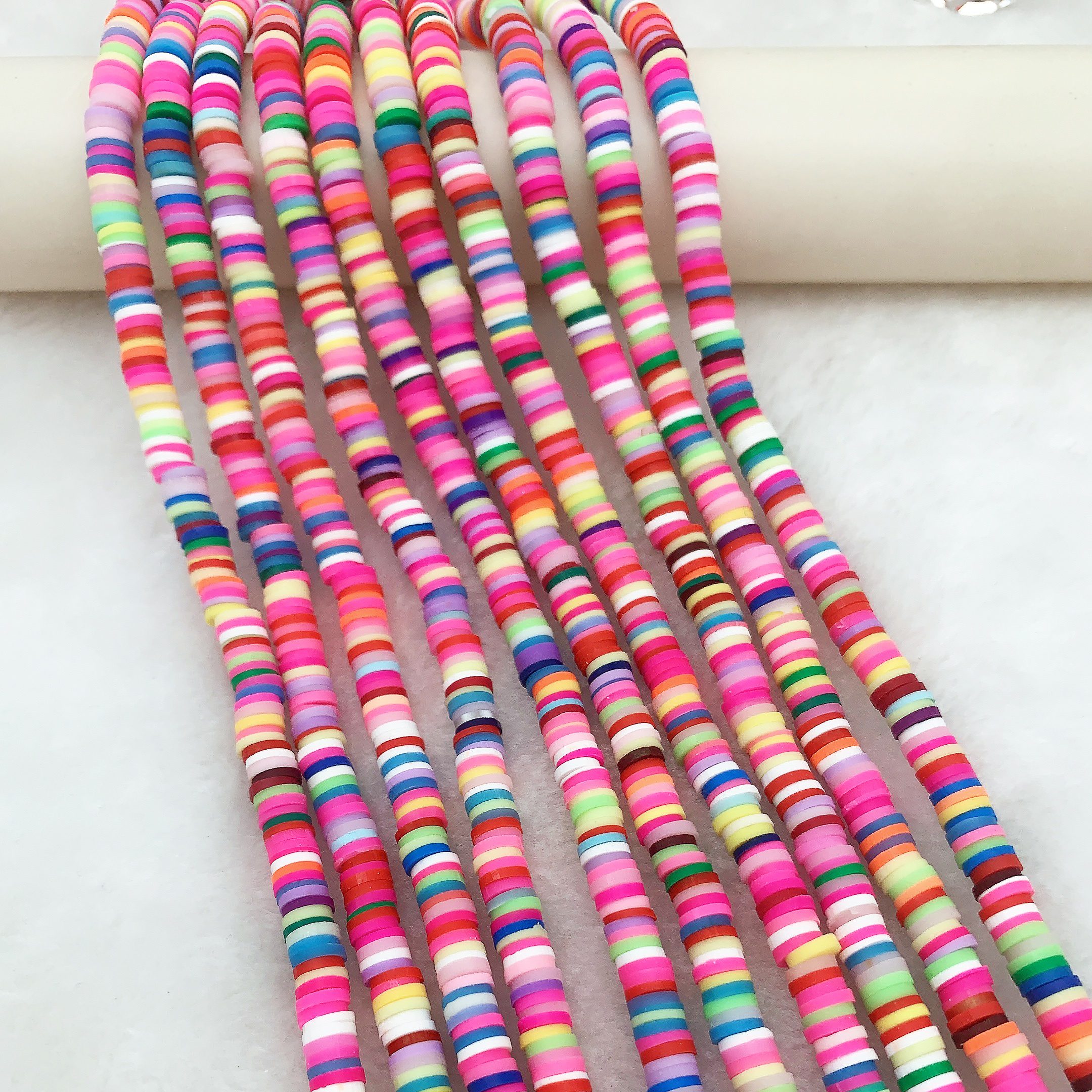 Colorful Flat Round Polymer Clay Beads Loose Spacer Beads - Temu Australia
