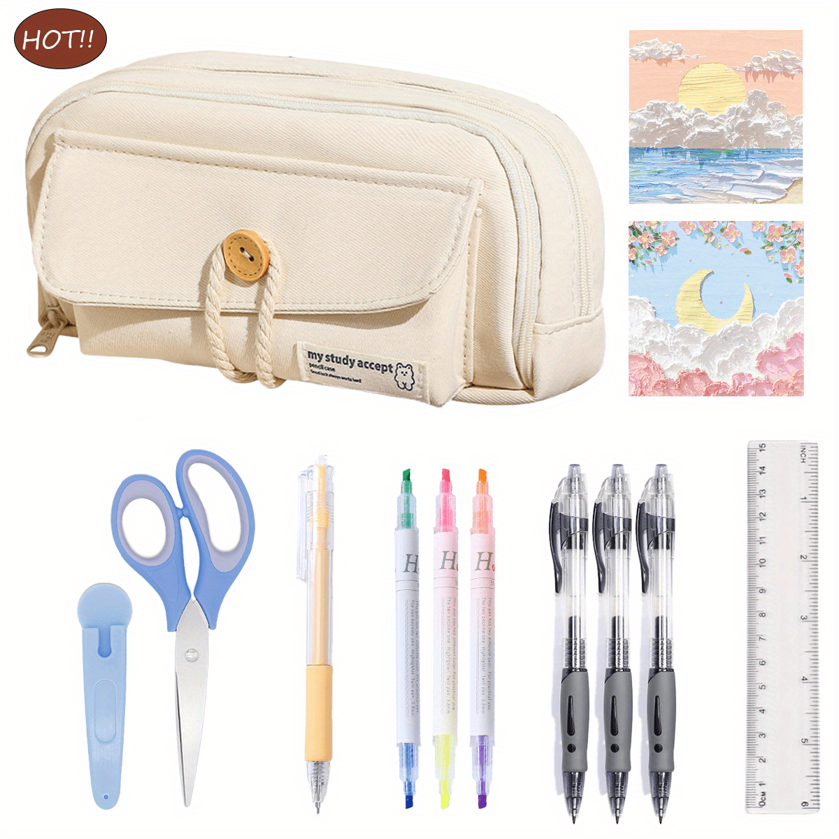 Pencil Case Set Large capacity Storage Pencil Case Portable - Temu ...