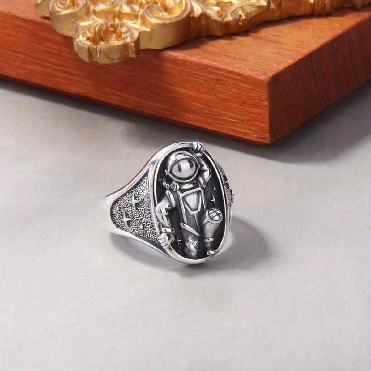 creative astronaut geometric rings fashion trendy retro open - Temu ...