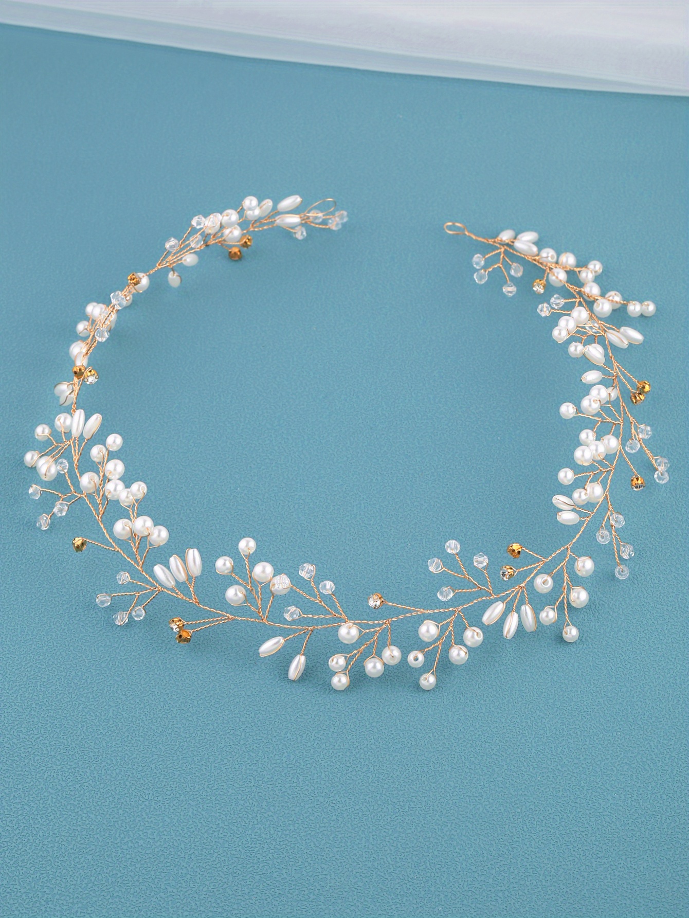 Bridal Headpiece Inlaid Faux Pearl Crystal Exquisite Head - Temu United ...