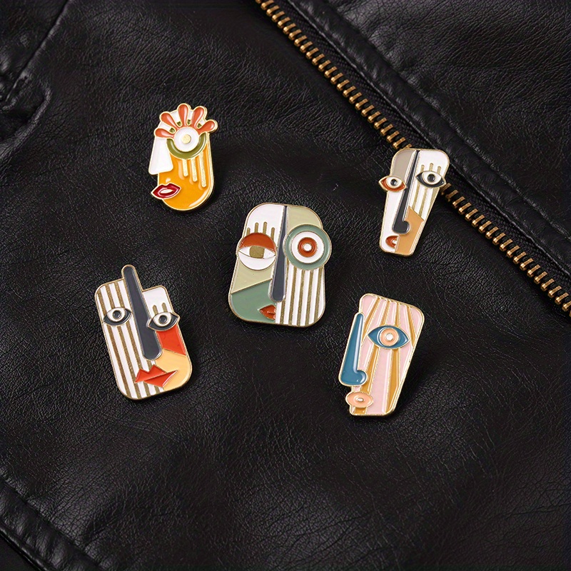 Modern Abstract Carving Mask Enamel Pins Characteristics Art - Temu ...