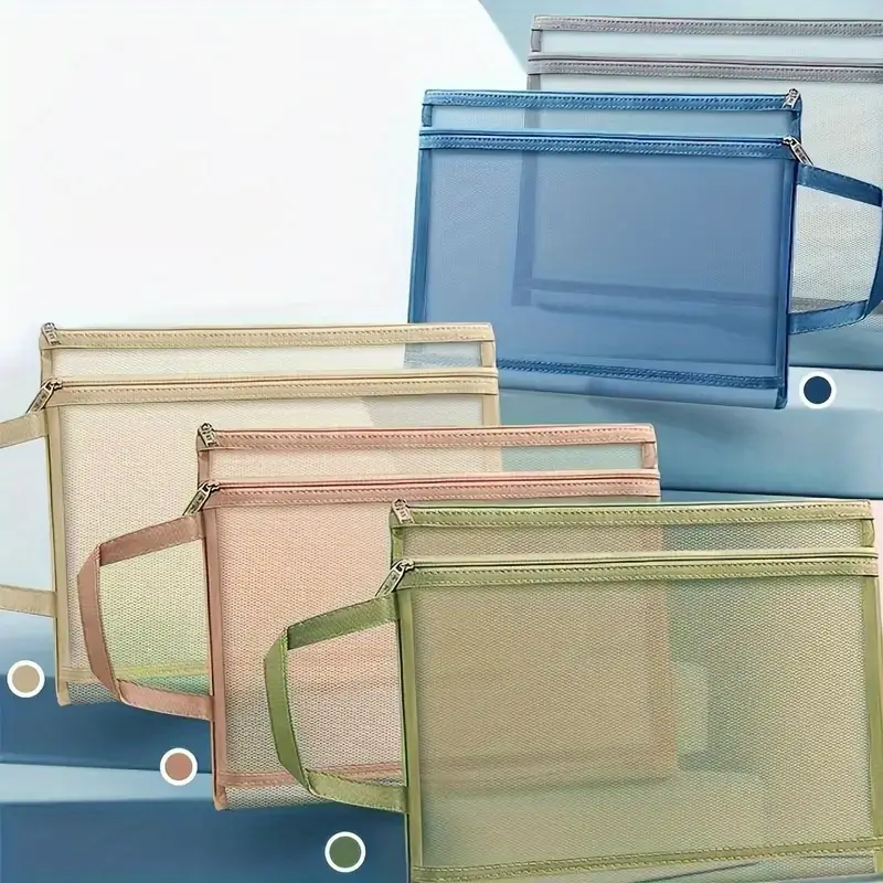 Double Layer Mesh Zipper Pouch A4 File Bag Perfect Travel Temu United