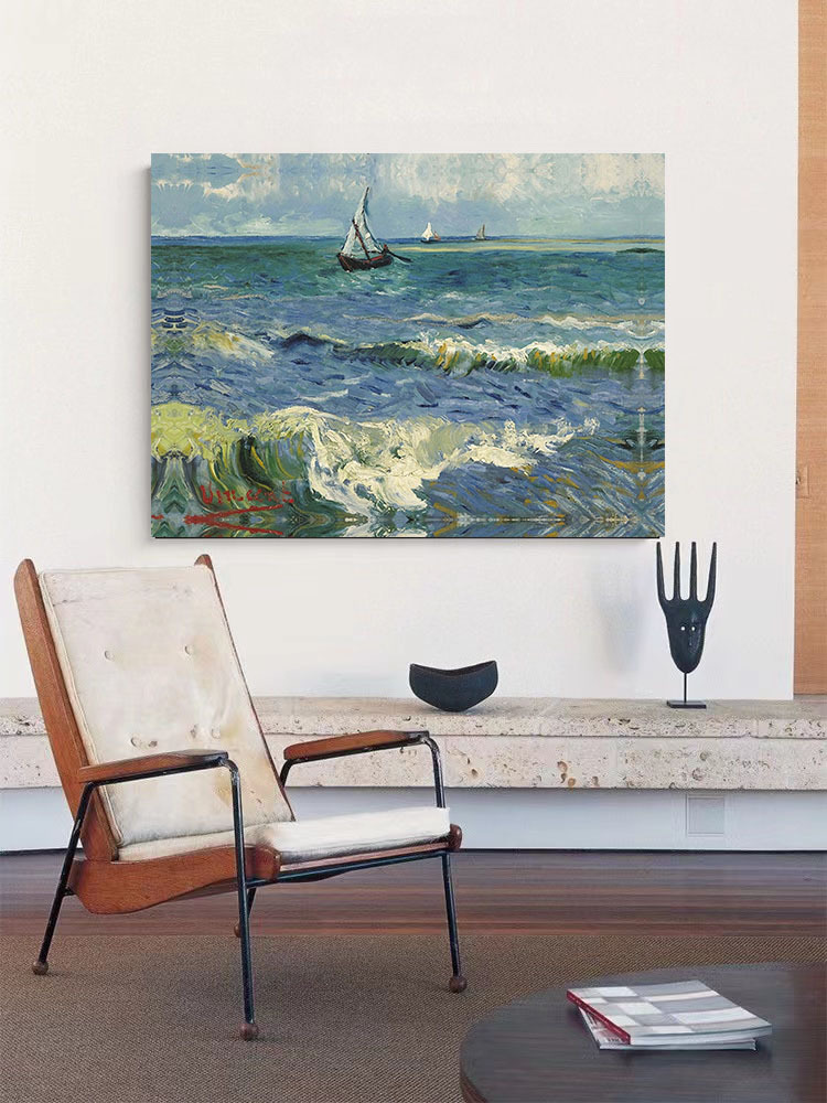 canvas painting sailing boat sea rides wind waves decorative - Temu ...