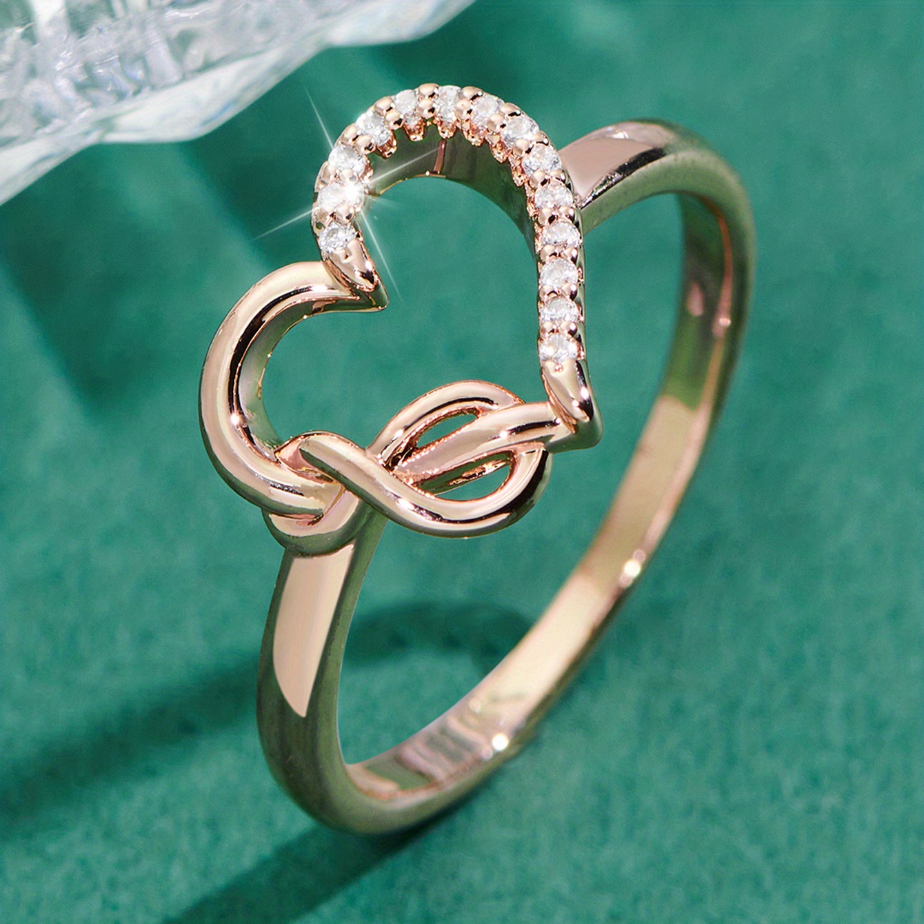 Boho Style Ring Heart Plus Infinity Sign Design Inlaid Micro - Temu ...
