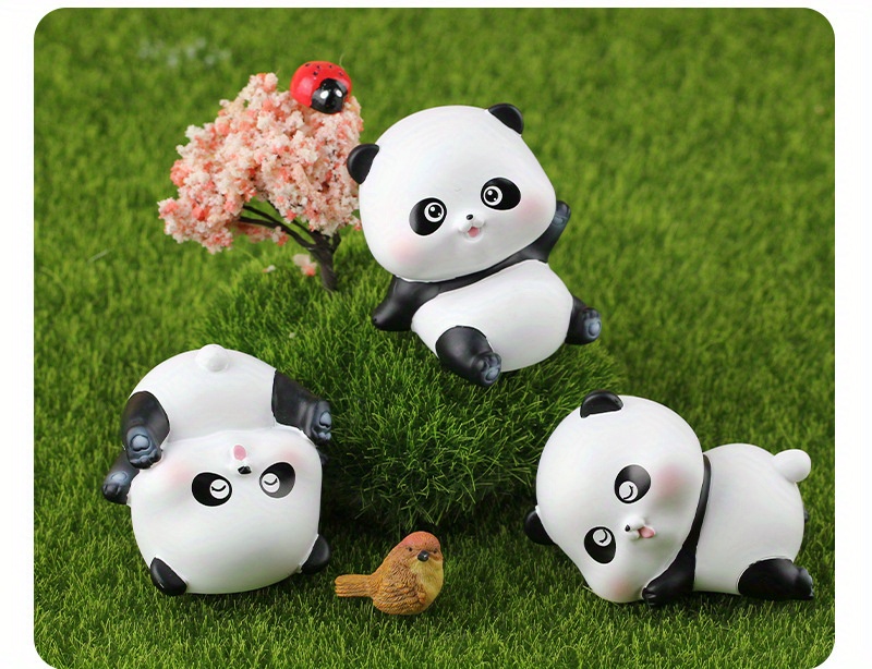 Panda Mini Small Ornament Cute Cartoon Panda Doll Resin - Temu Australia