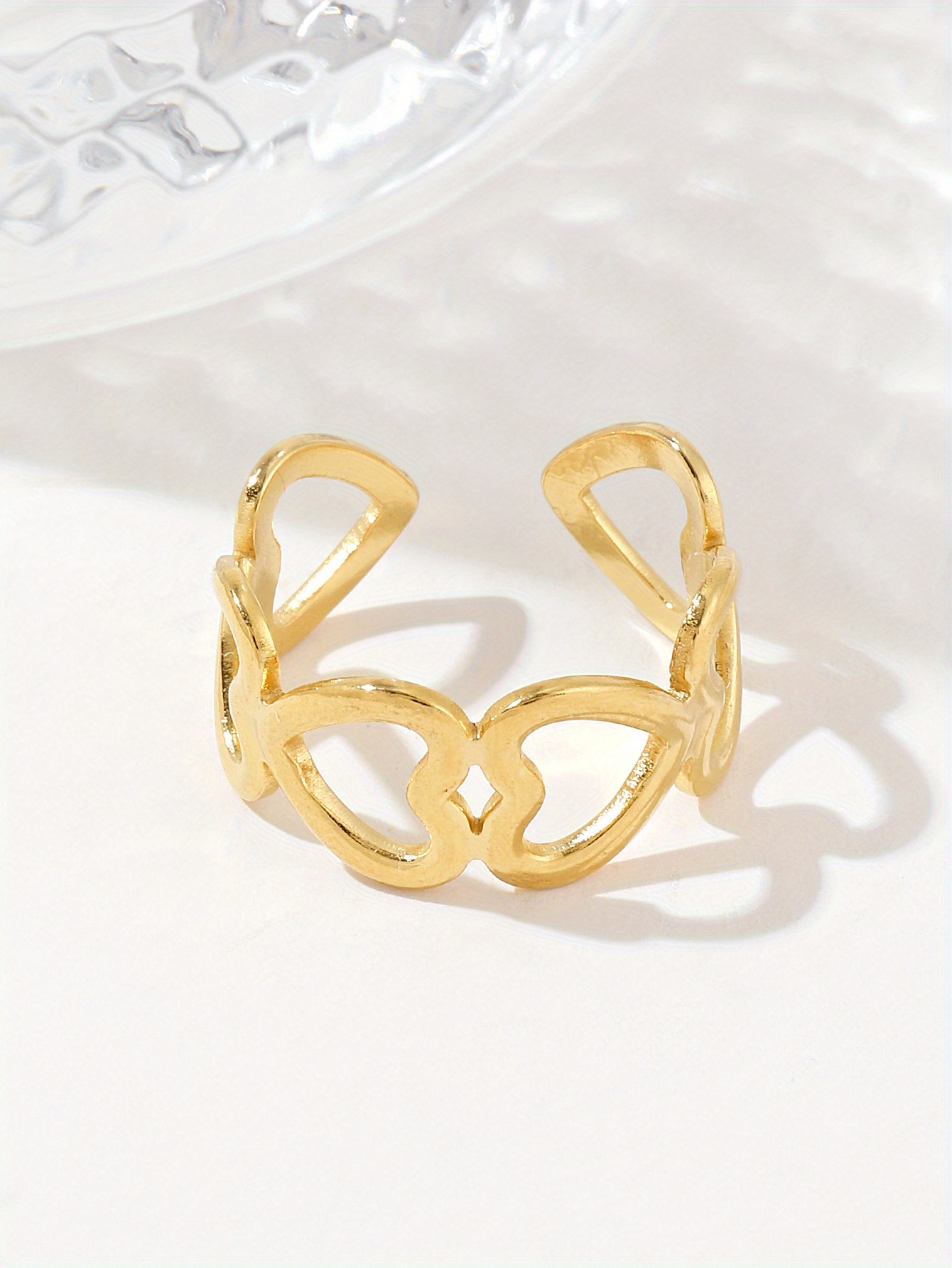 Shape Golden Plated Stainless Steel Ring - Temu Australia