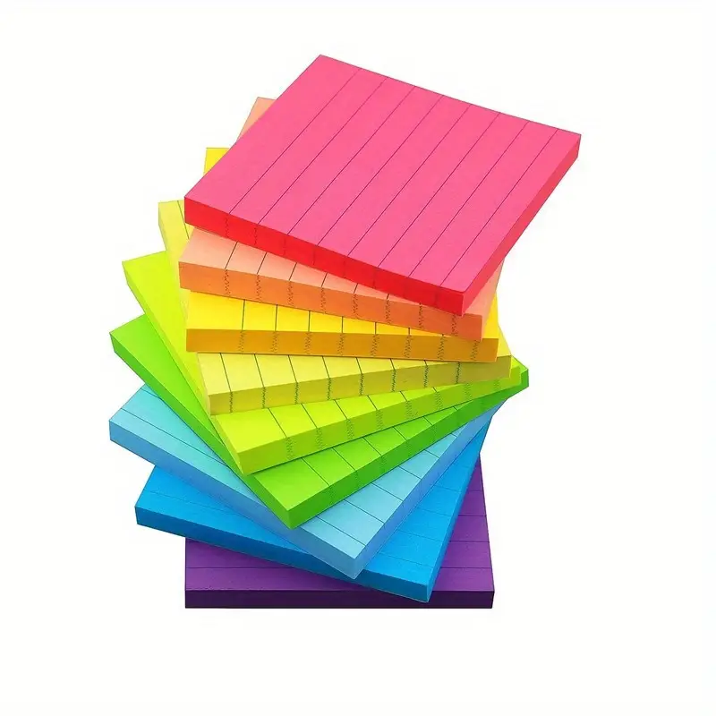 Fluorescent Line Sticky Notes Book 3x3 Strong Adhesive Temu United