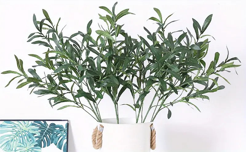 35個の人工植物グリーンリーオリーブの枝、偽の植物 フルーツの枝葉、ホームオフィスndoor外diyリースデコレーション、ルーム