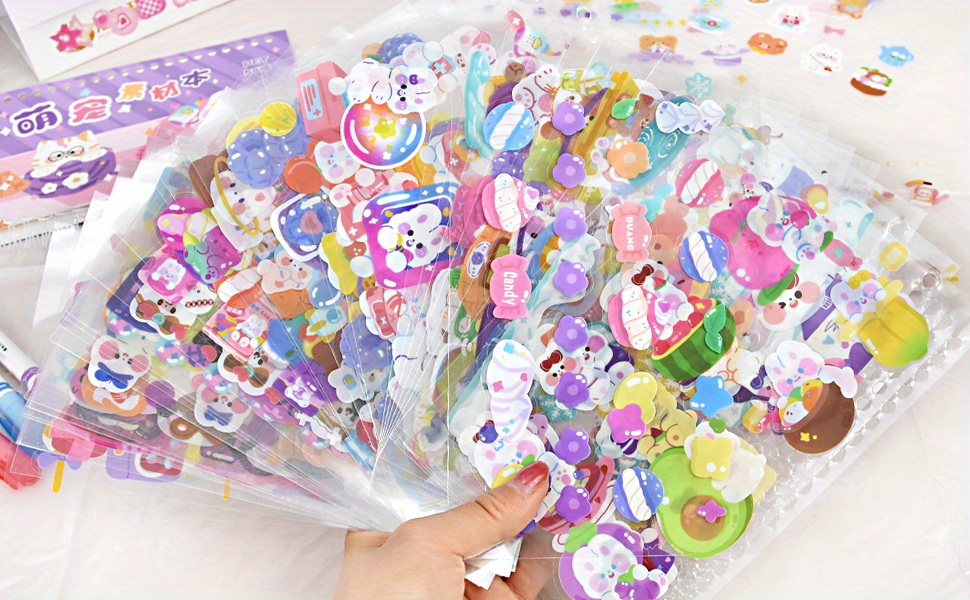 Cute Scrapbook Stickers Book 50page Kawaii Bear Rabbit Fruit - Temu ...