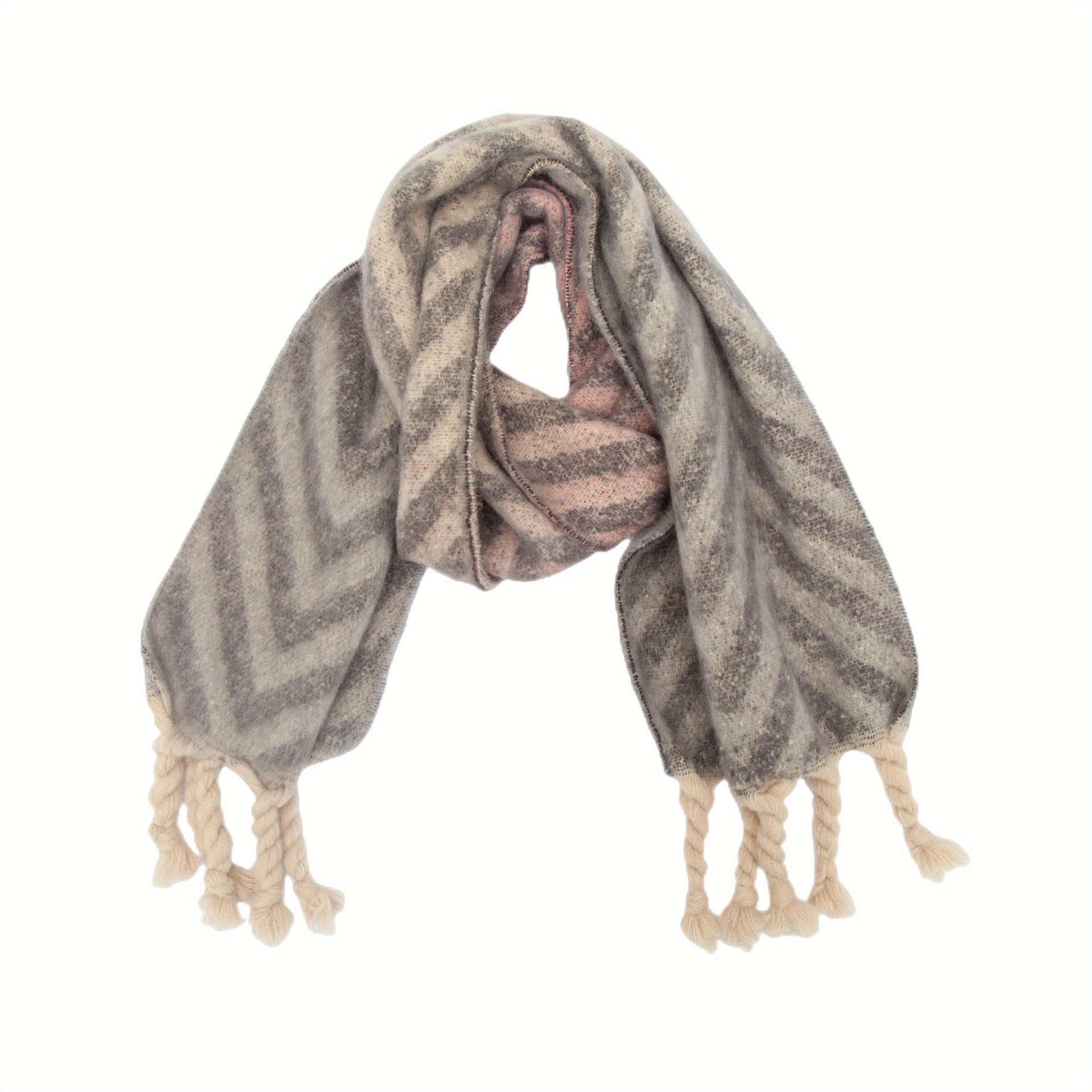 gradient color herringbone chunky scarf mohair - Temu Canada