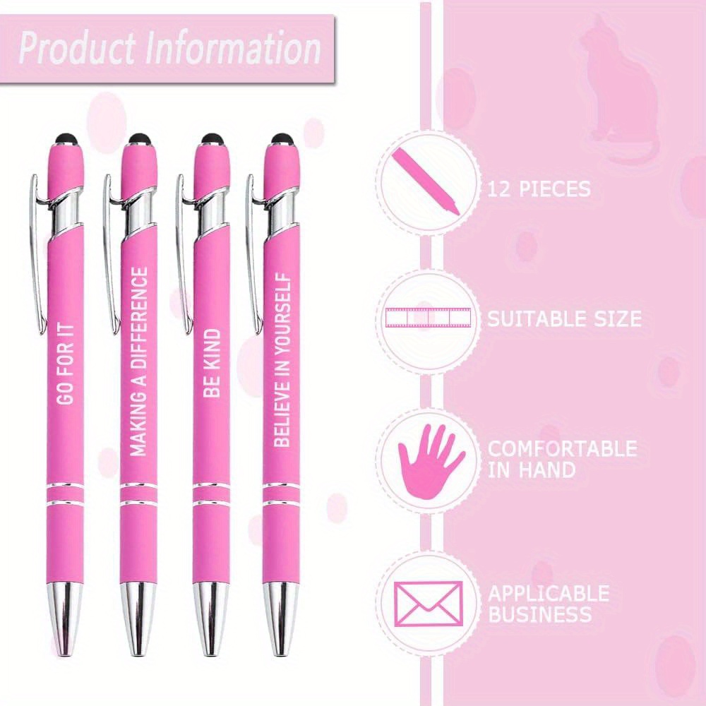 12pcs Inspirational Quotes Pretty Cute Ballpoint Pens With Screen Touch ...