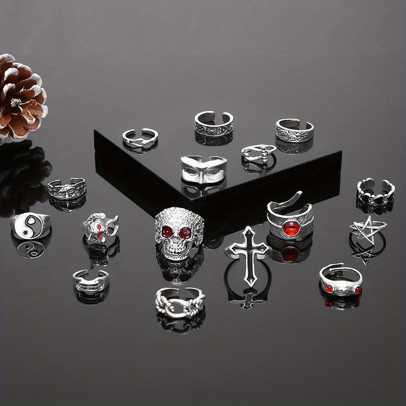 16 Piezas Anillos Hombre Conjunto Joyería Halloween - Temu Mexico