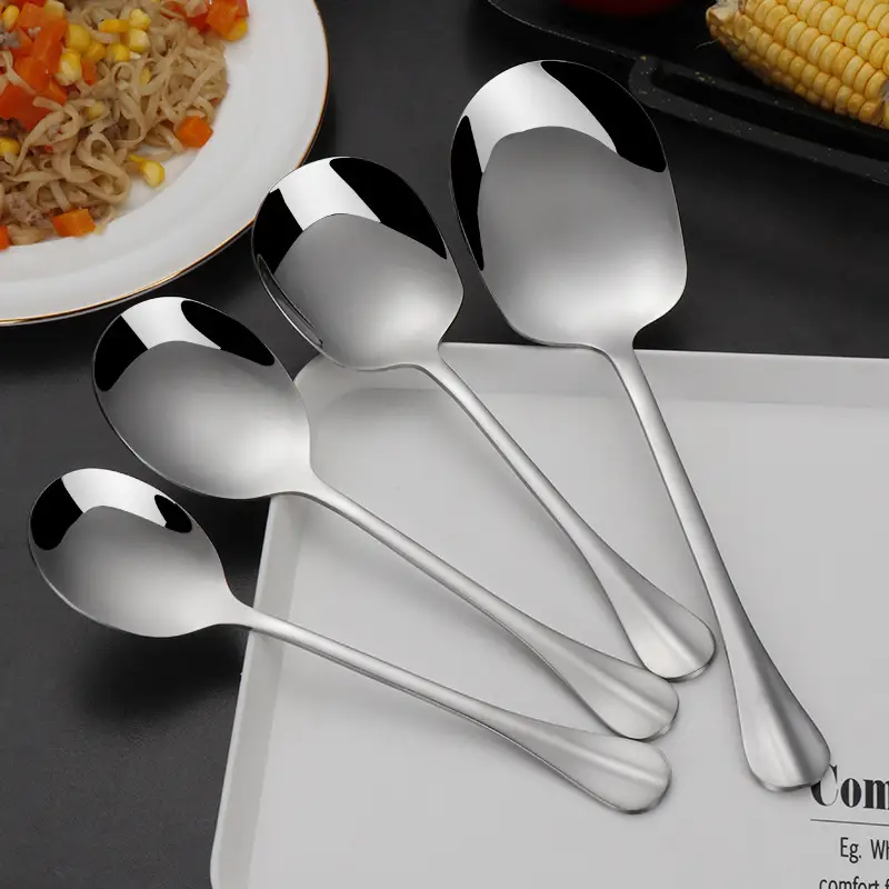 1pc 서빙 스푼 쌀 스푼 긴 손잡이 수프 죽 밥 주걱 식기류 주방 도구 홈 Flatware 숟가락은 제품 Temu