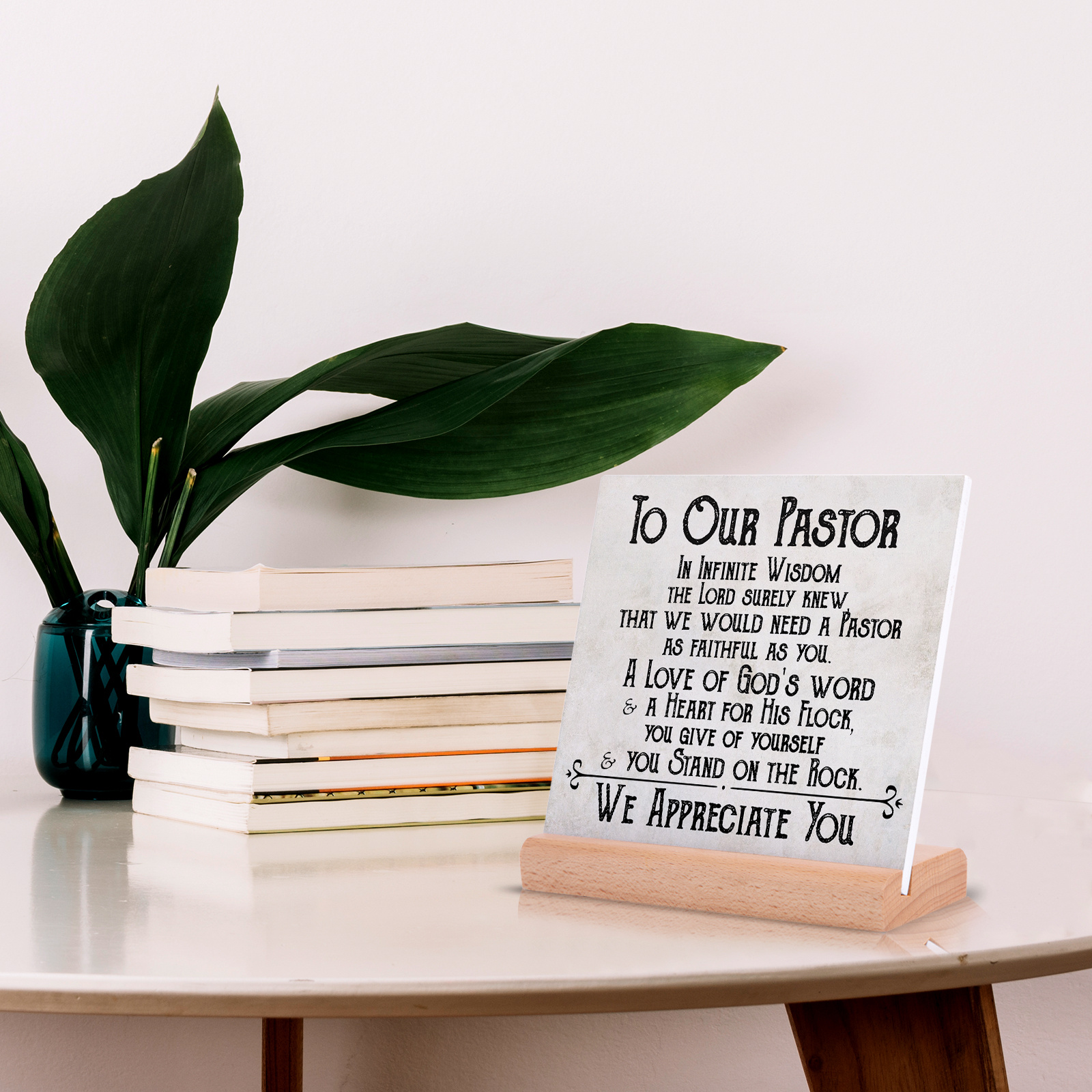 Porcelain Table Plaque With Wooden Frame Motto Desk - Temu