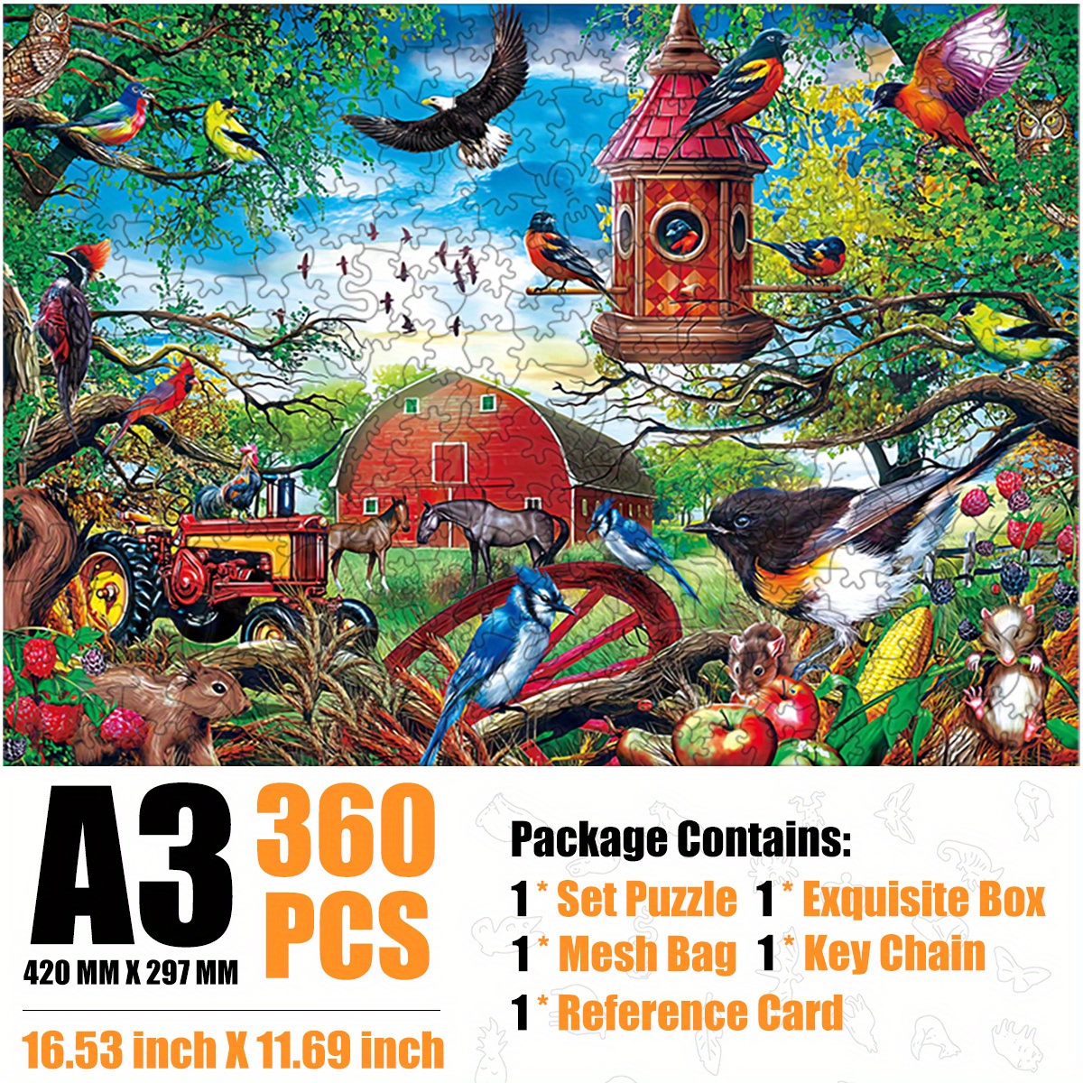 Bird Language Flower Fragrance Farm Irregular Wooden Puzzle - Temu New ...