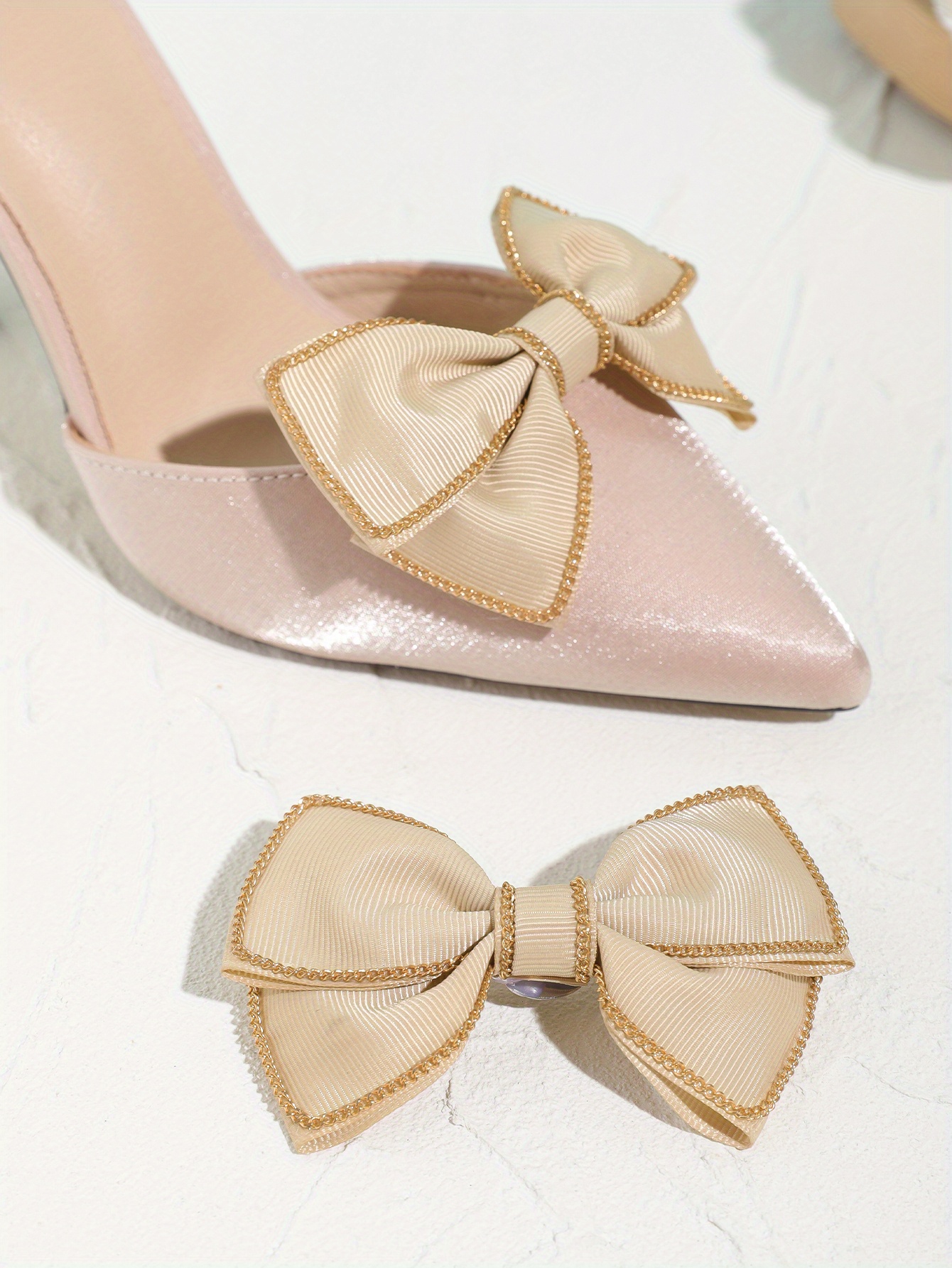 Bowknot Design Detachable Shoe Buckles Wedding High Heels - Temu Canada