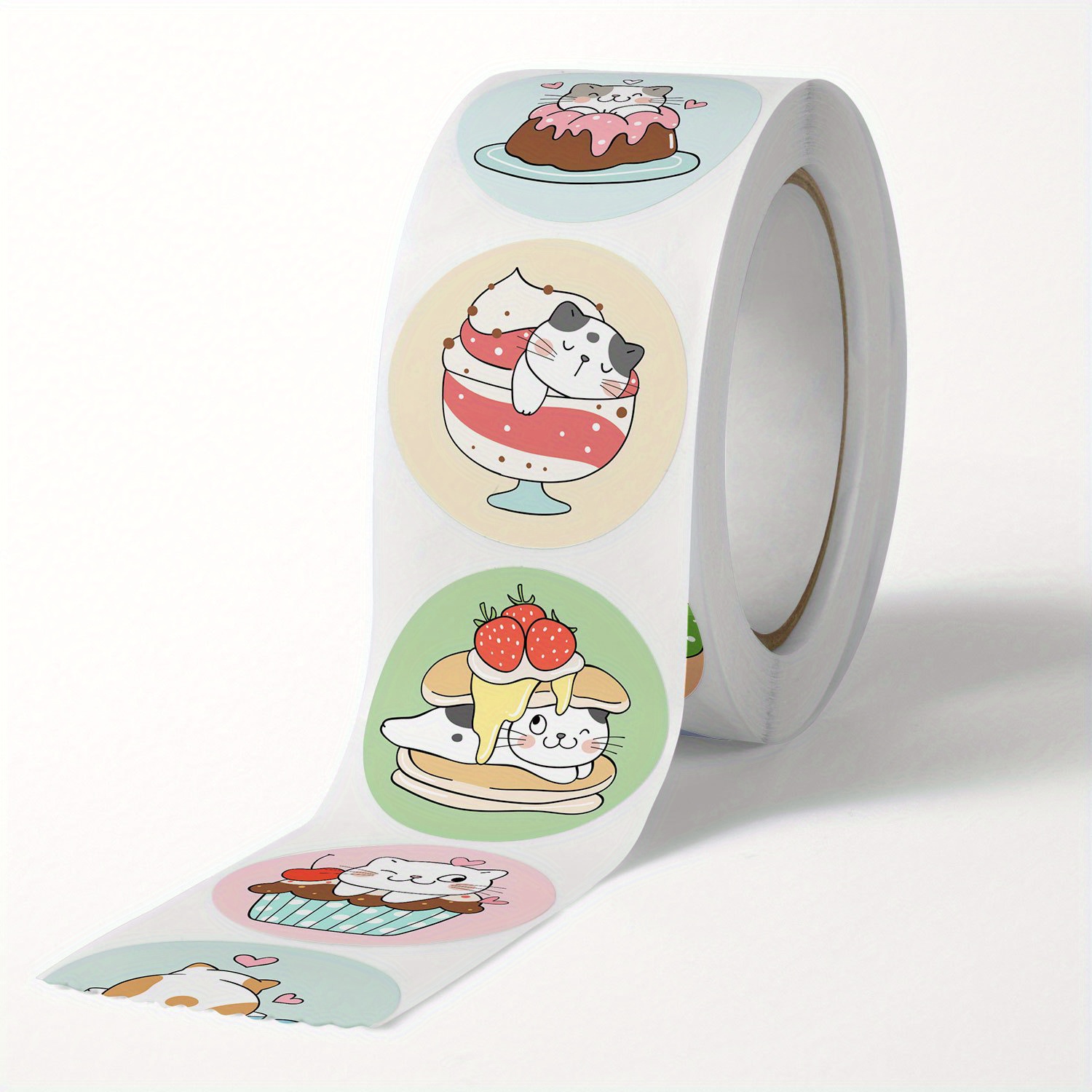 500 Stickers Cute Cat Copper Paper Labels In Lovely Cups - Temu Australia