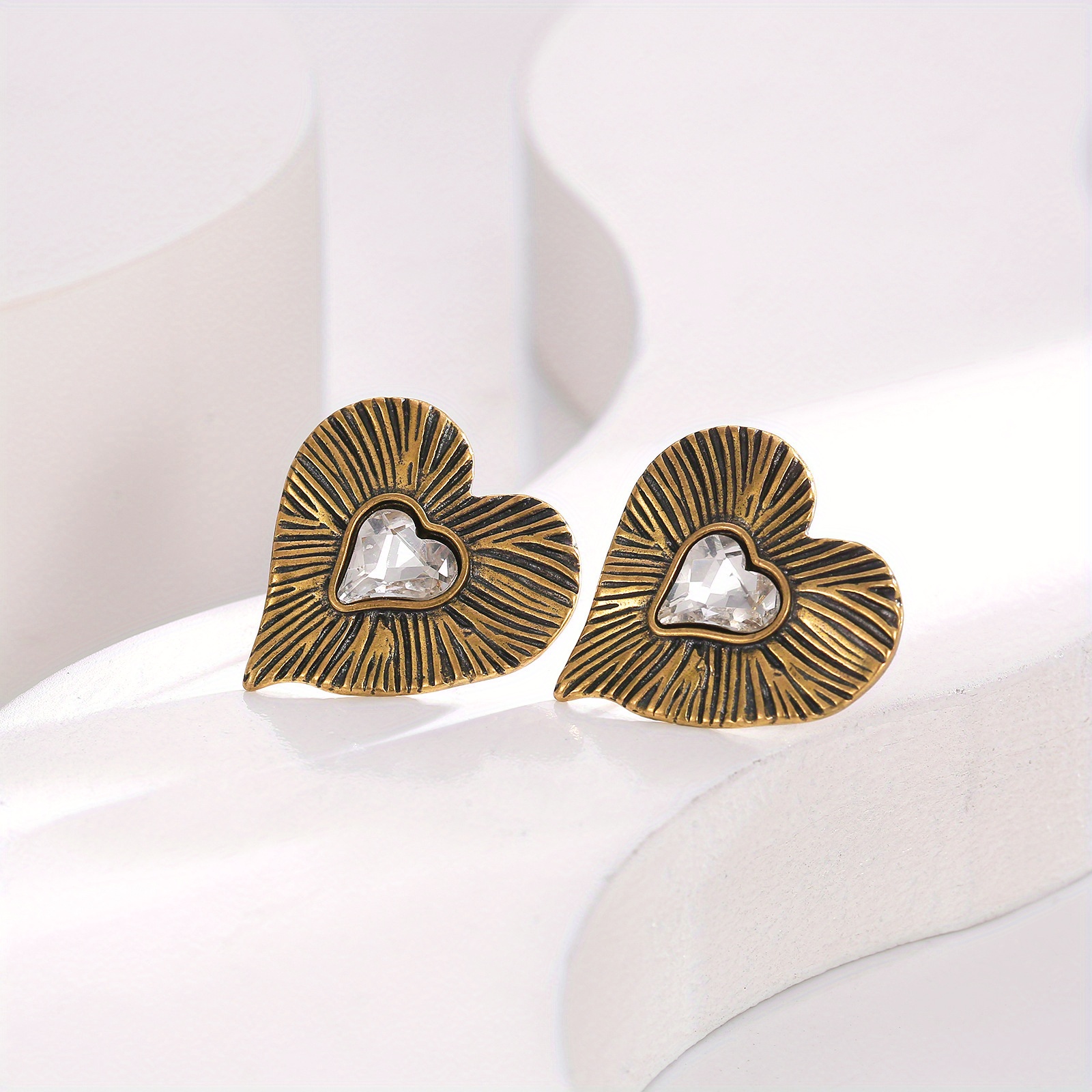 Heart Gemstone Women Earrings Distressed Design - Temu New Zealand