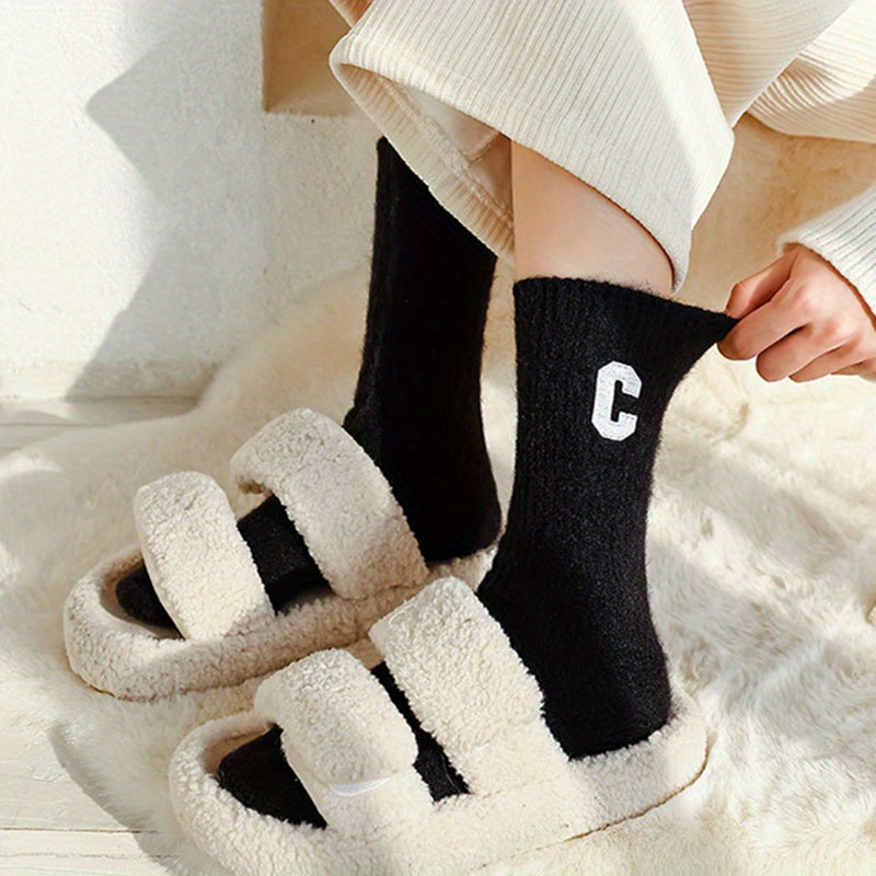 Letter Embroidery Socks Comfy Warm Tube Socks Women's - Temu Australia