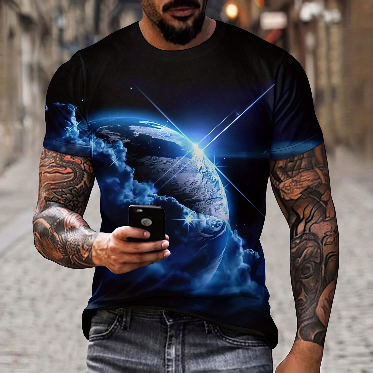 Plus Size 3d Pattern Earth Oversized - Temu Canada