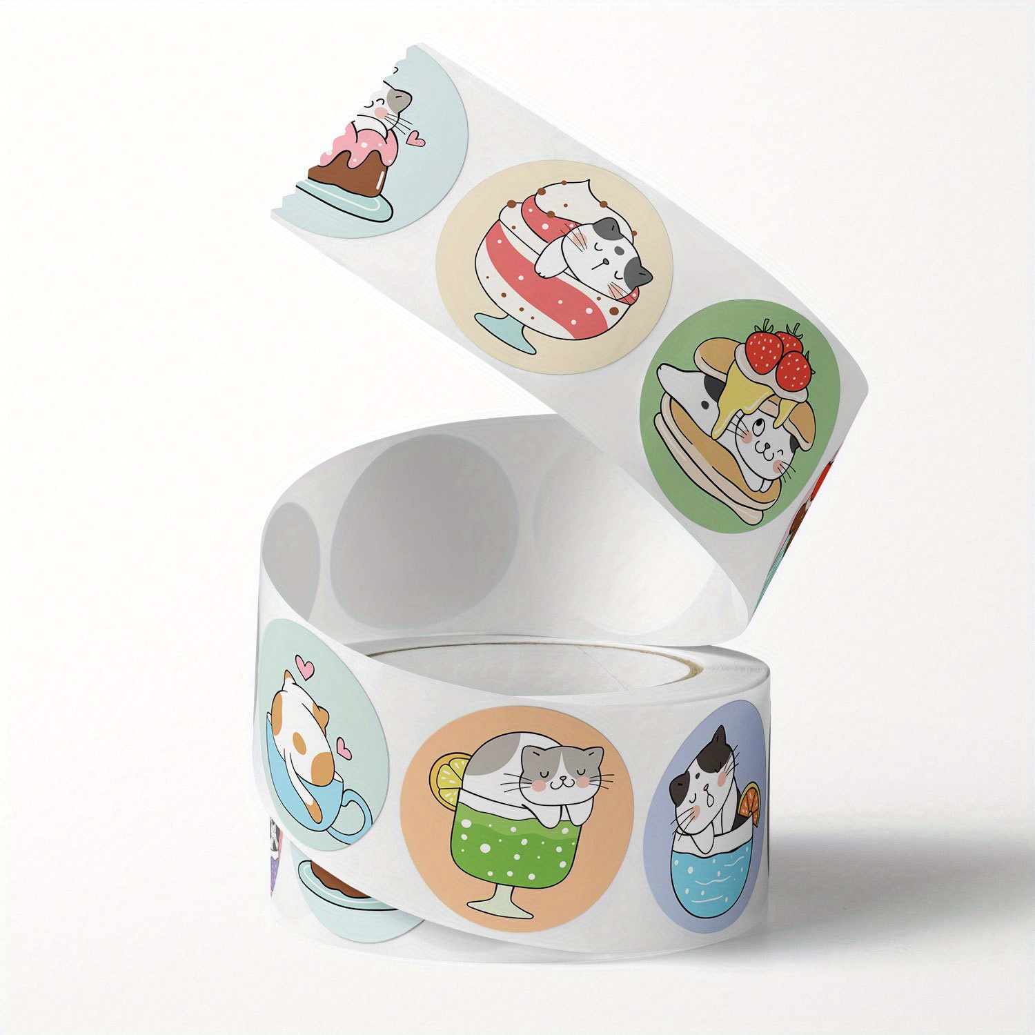 500 Stickers Cute Cat Copper Paper Labels In Lovely Cups - Temu Australia