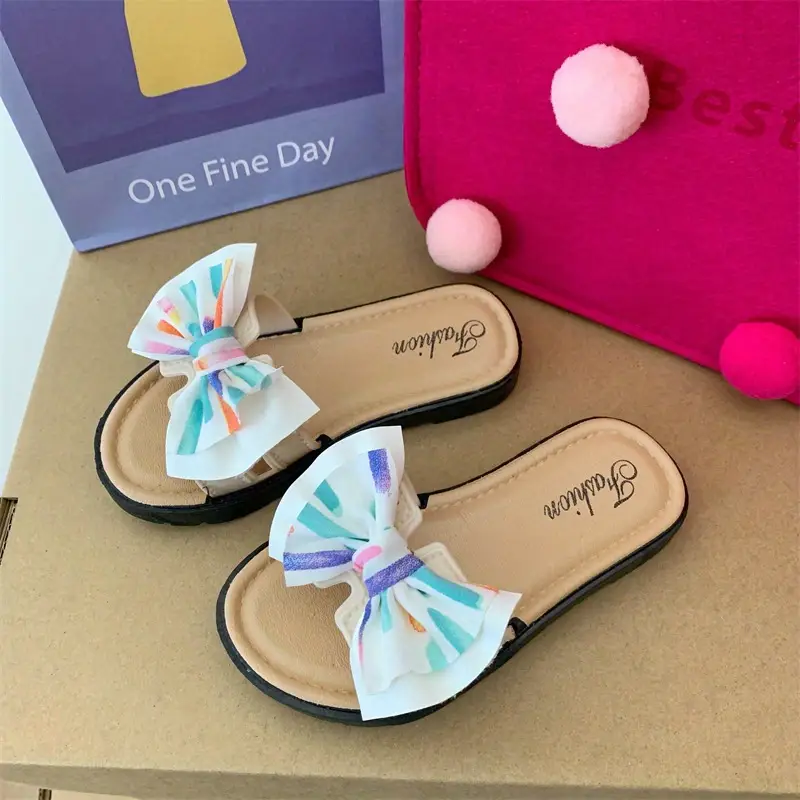 Trendy Elegant Bowknot Slippers Girls Breathable Lightweight Temu