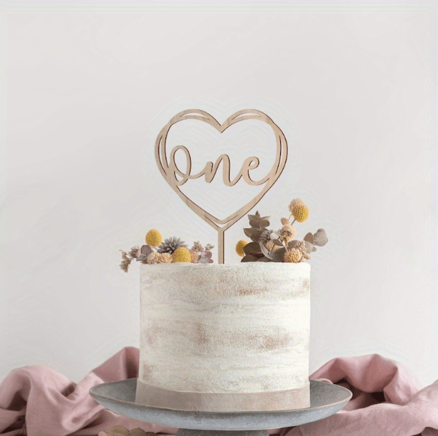 one year old wooden cake topper wooden card - Temu Norway