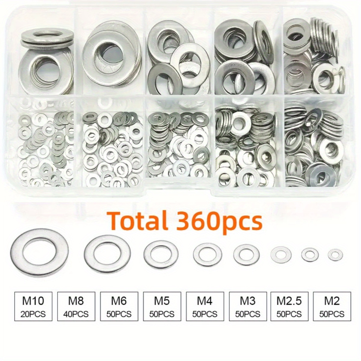 304 Stainless Steel Flat Washers Set Home Decor Factory - Temu