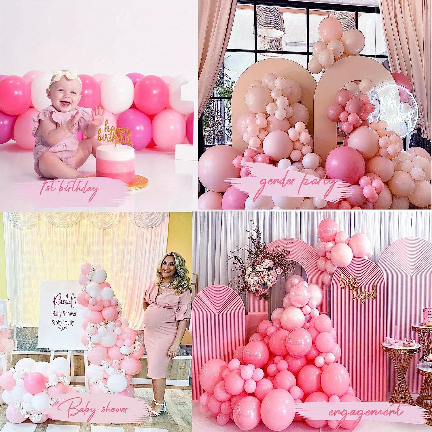 pink white latex balloon suitable birthday party wedding - Temu Australia