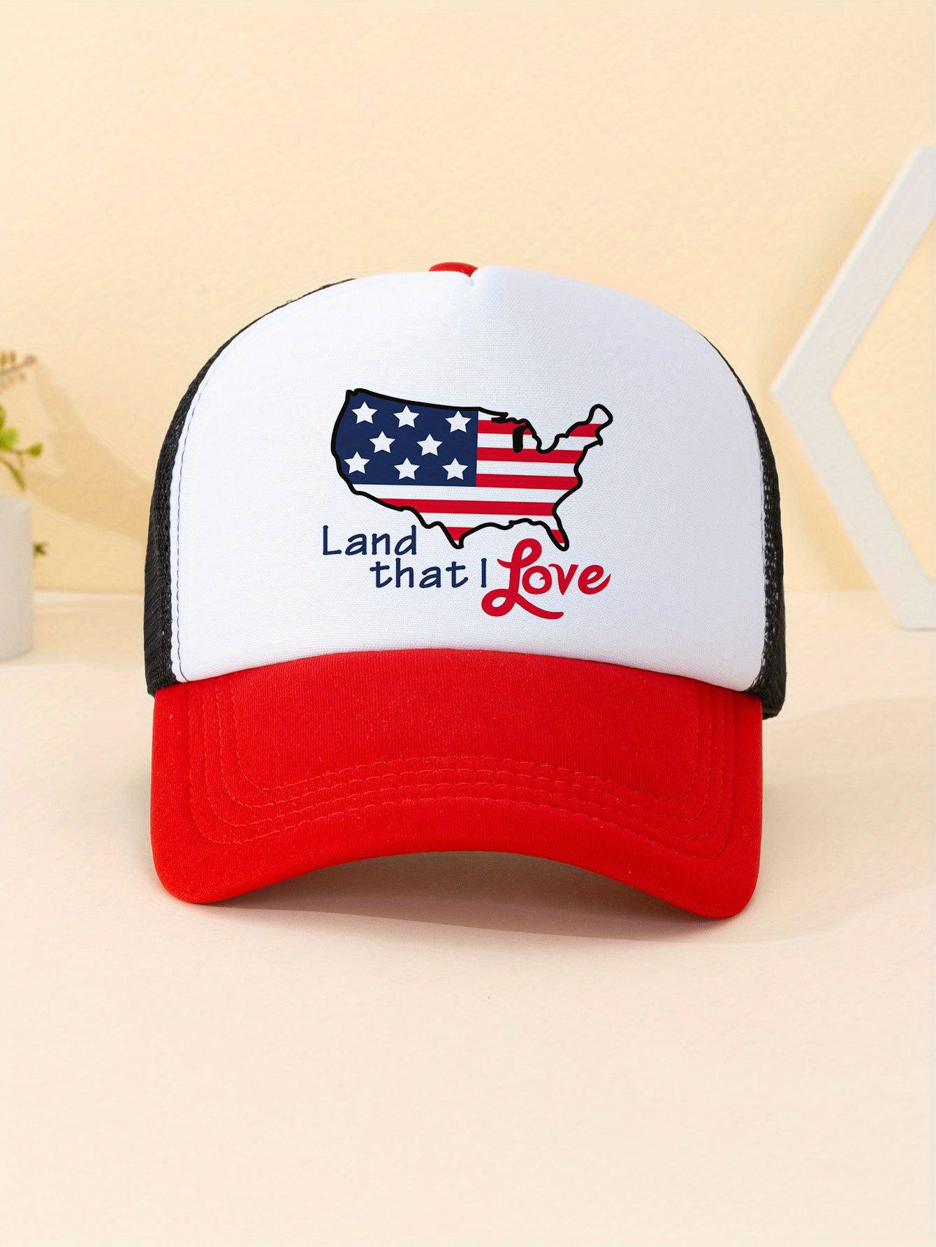 Usa Flag Printed Baseball Color Block Breathable Mesh - Temu United Kingdom