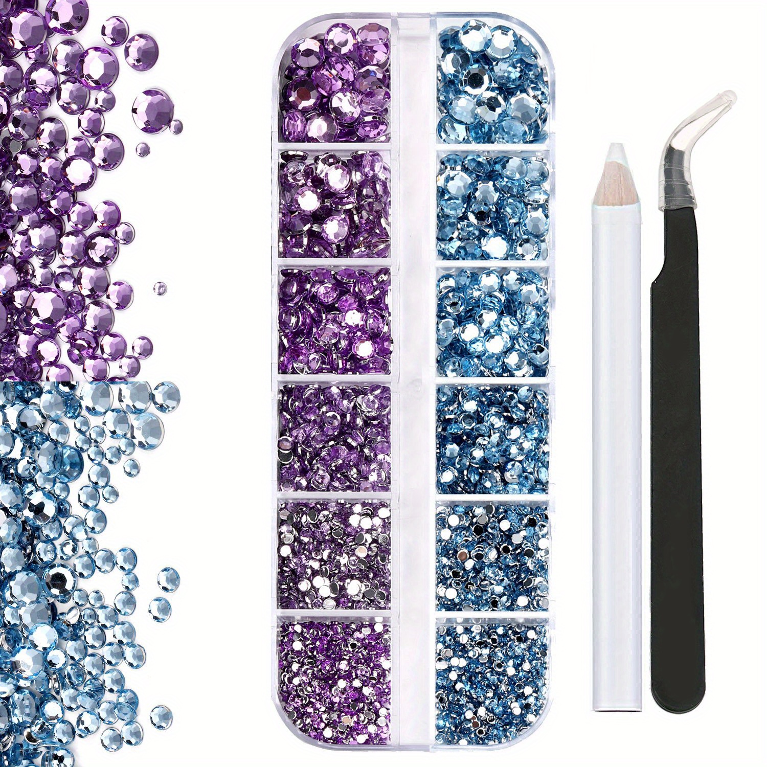 nail art rhinestones kit drill pen tweezers sparkling ab - Temu