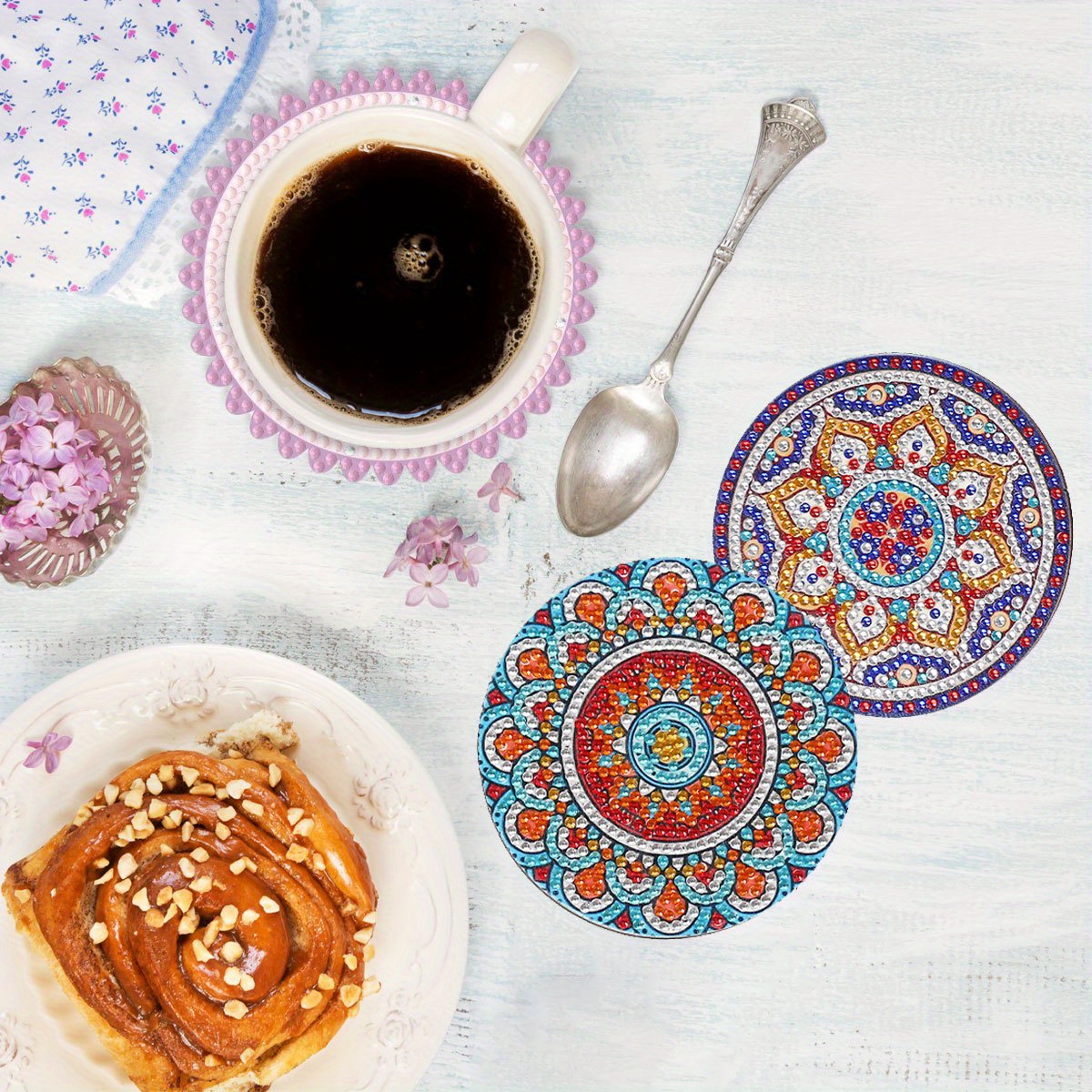 5d Diy Diamond Painting Coaster Embroidery Flower Pictures - Temu Australia