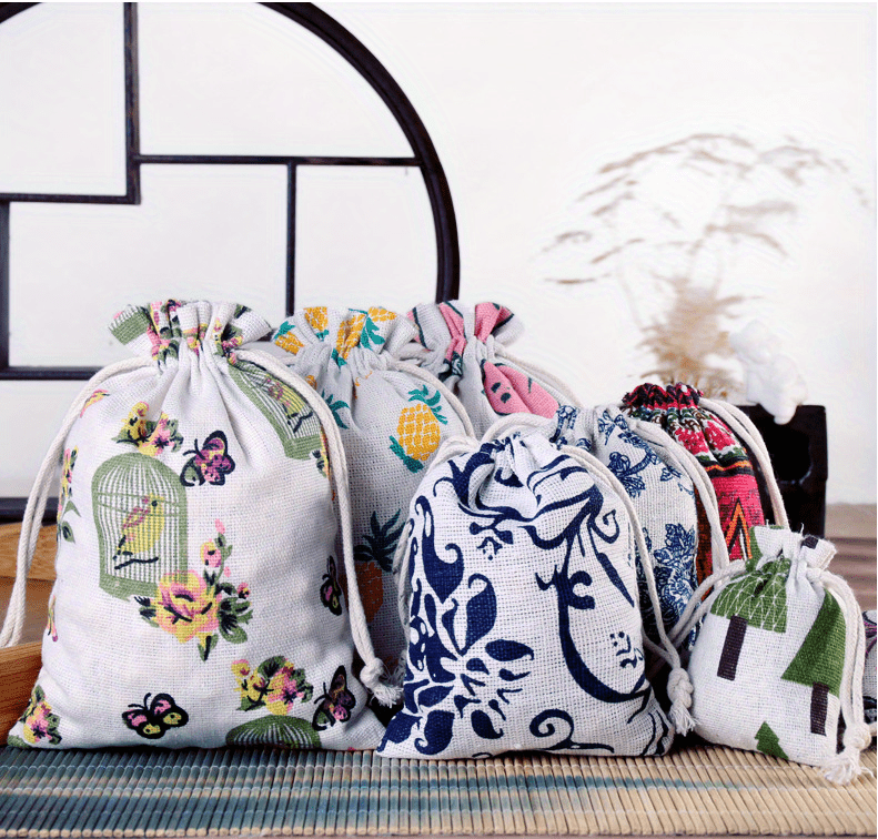 Chinoiserie Blue White Linen Bag Empty Sachet Small Bundle - Temu United