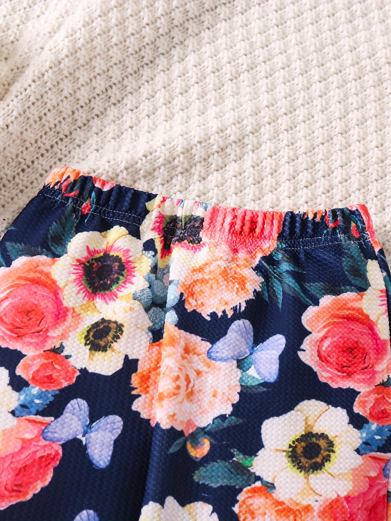 Boho Floral Print Bell bottom Flared Pants Girls Elastic - Temu Australia