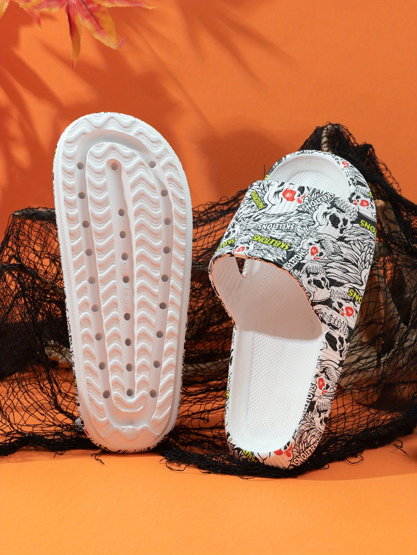 Men's Halloween Theme Skull Print Slides Casual Non Slip - Temu Canada