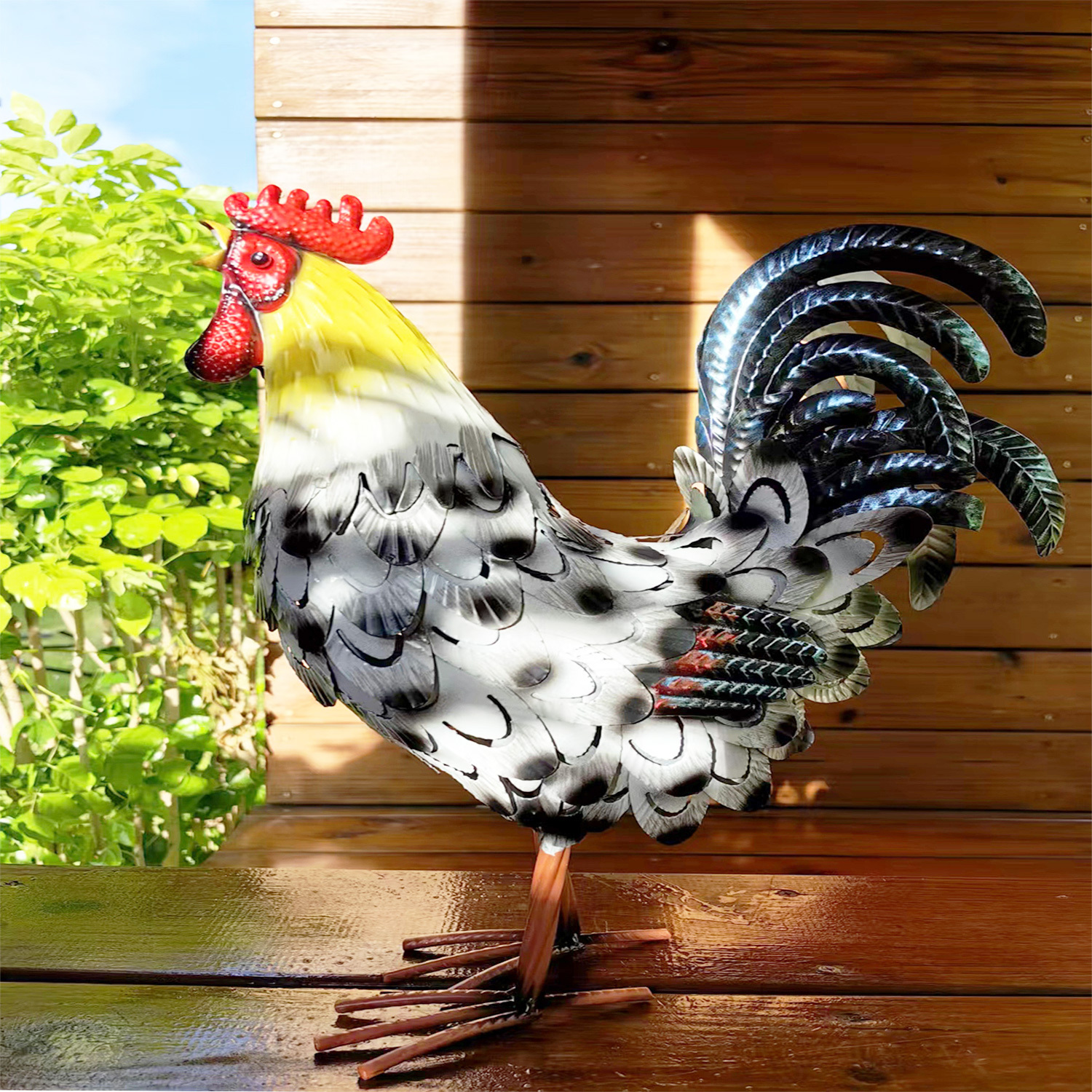 Large Metal Rooster Decor Rooster Garden Statues Decor Yard - Temu