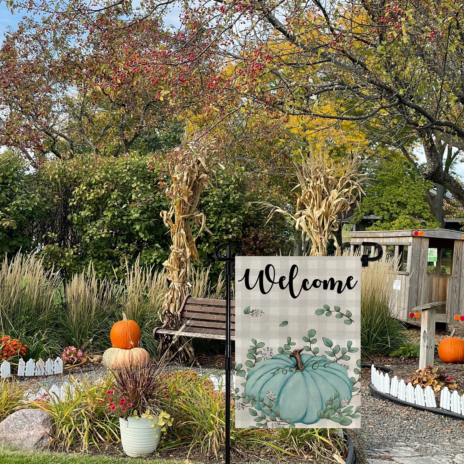 Autumn Garden Flag Garden Flags Fall Autumn Decor Linen - Temu Australia