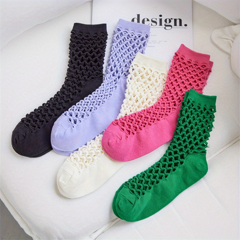 fishnet solid socks comfy breathable women's - Temu Ireland